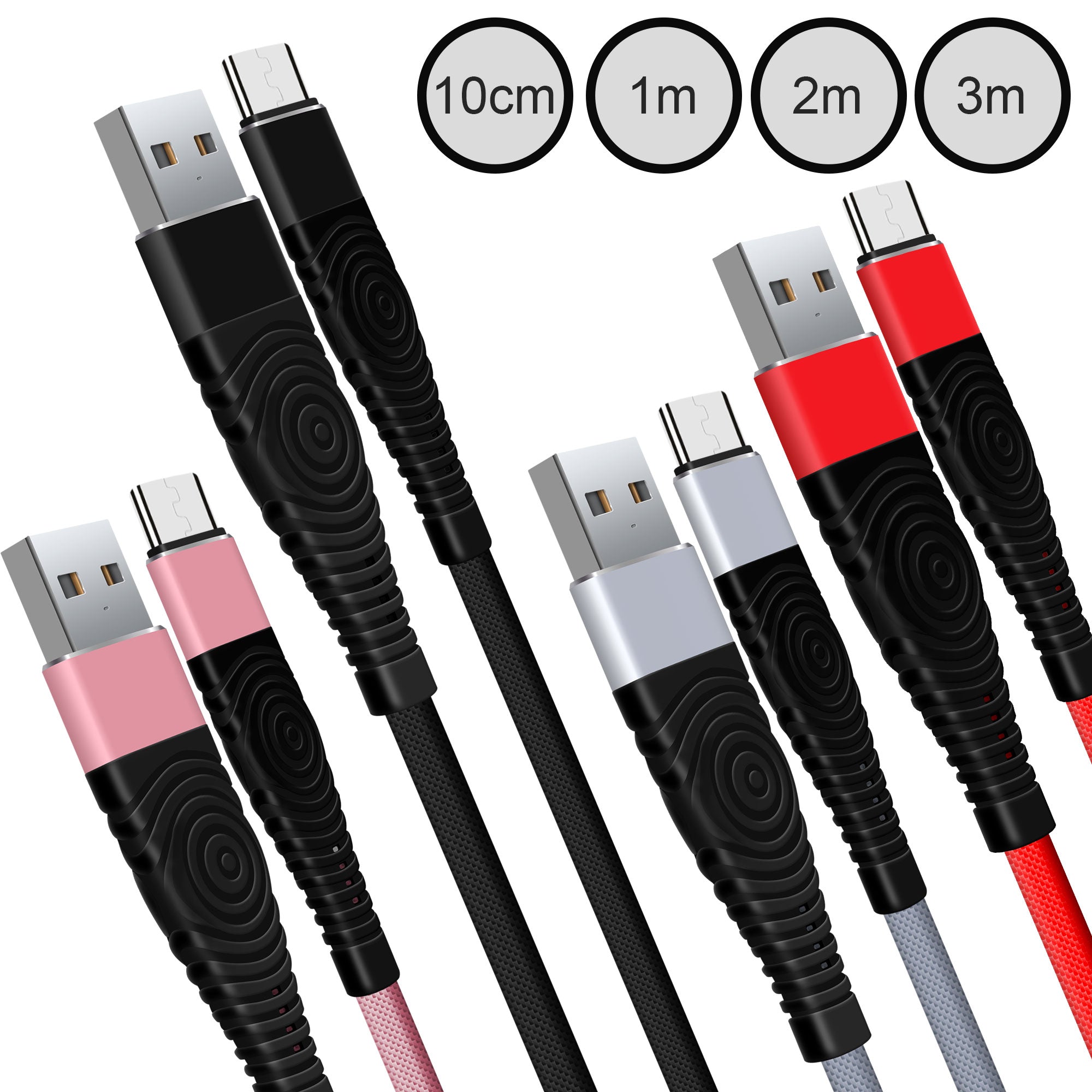 iSOUL Micro USB Cable 2m 1m 15cm Heavy Duty Nylon Braided Data Cable