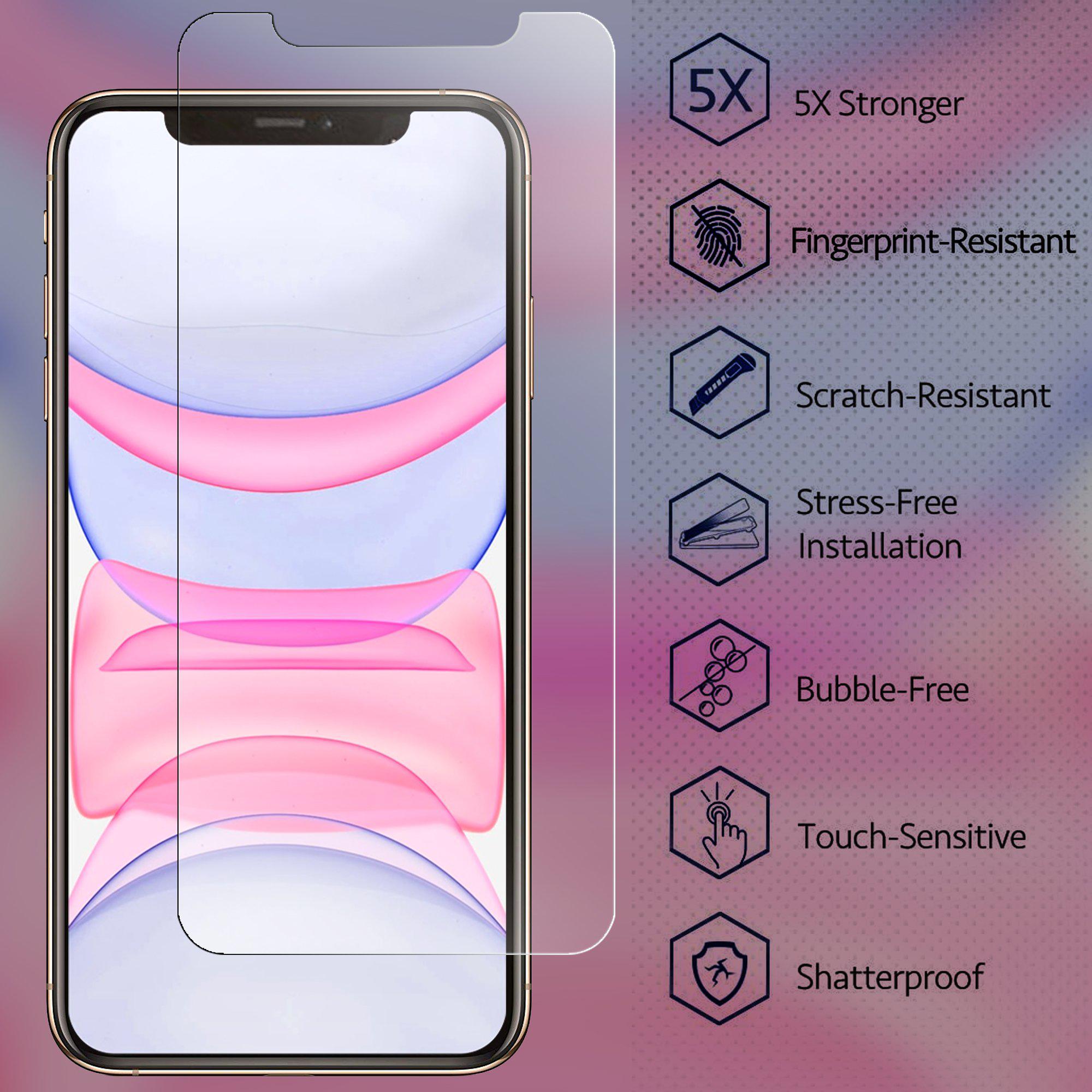iPhone 11/XR Screen Protector 6.1-Inch, Tempered Glass HD Film, 4-Pack ...