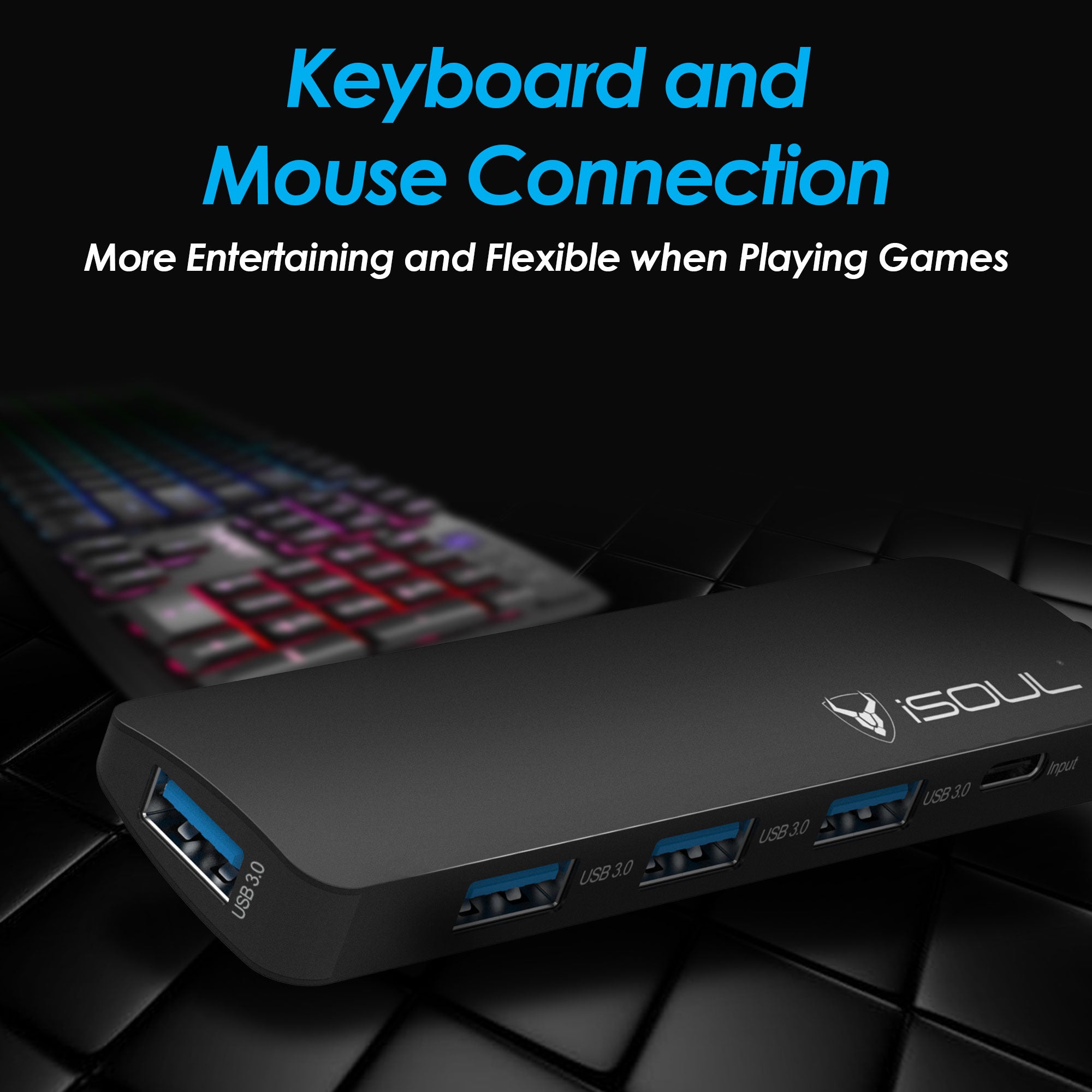 iSOUL 4 Port USB 3.0 Data Hub Multi USB Port Powered USB-C Hub