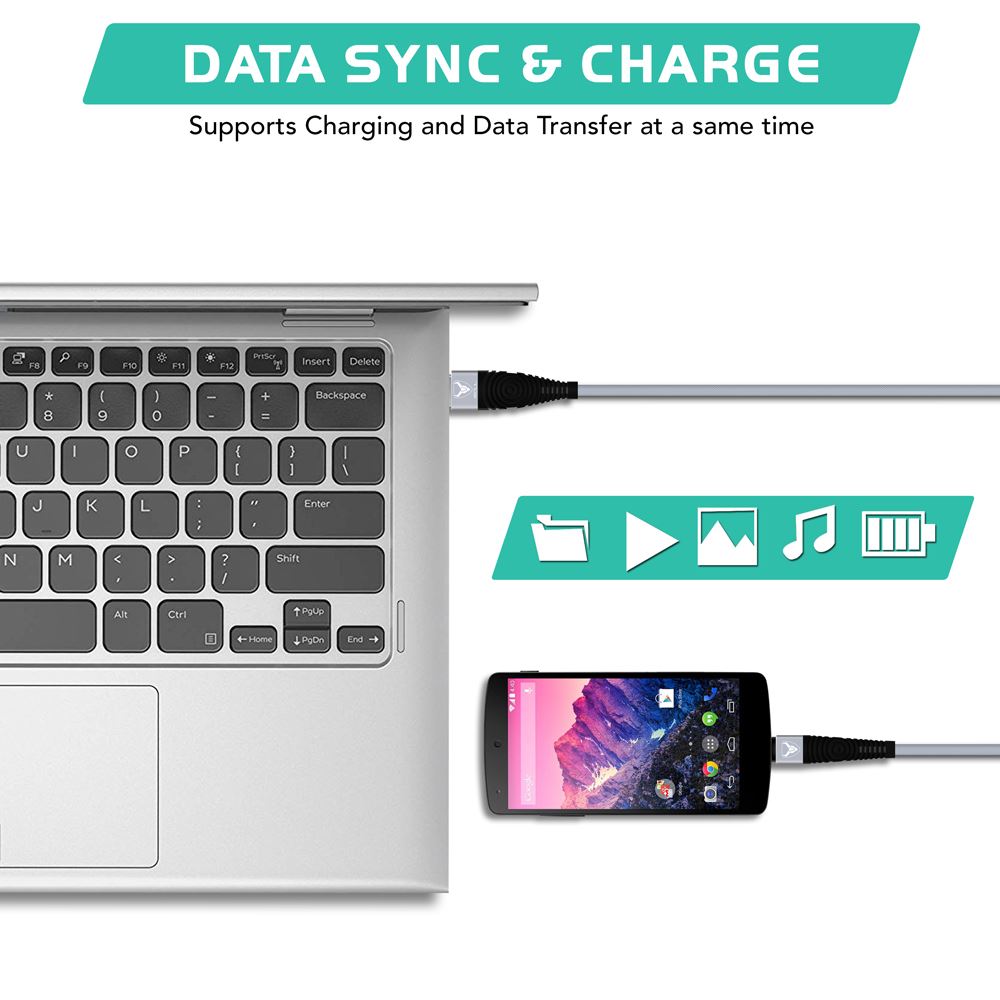 iSOUL Micro USB Cable 2m 1m 15cm Heavy Duty Nylon Braided Data Cable