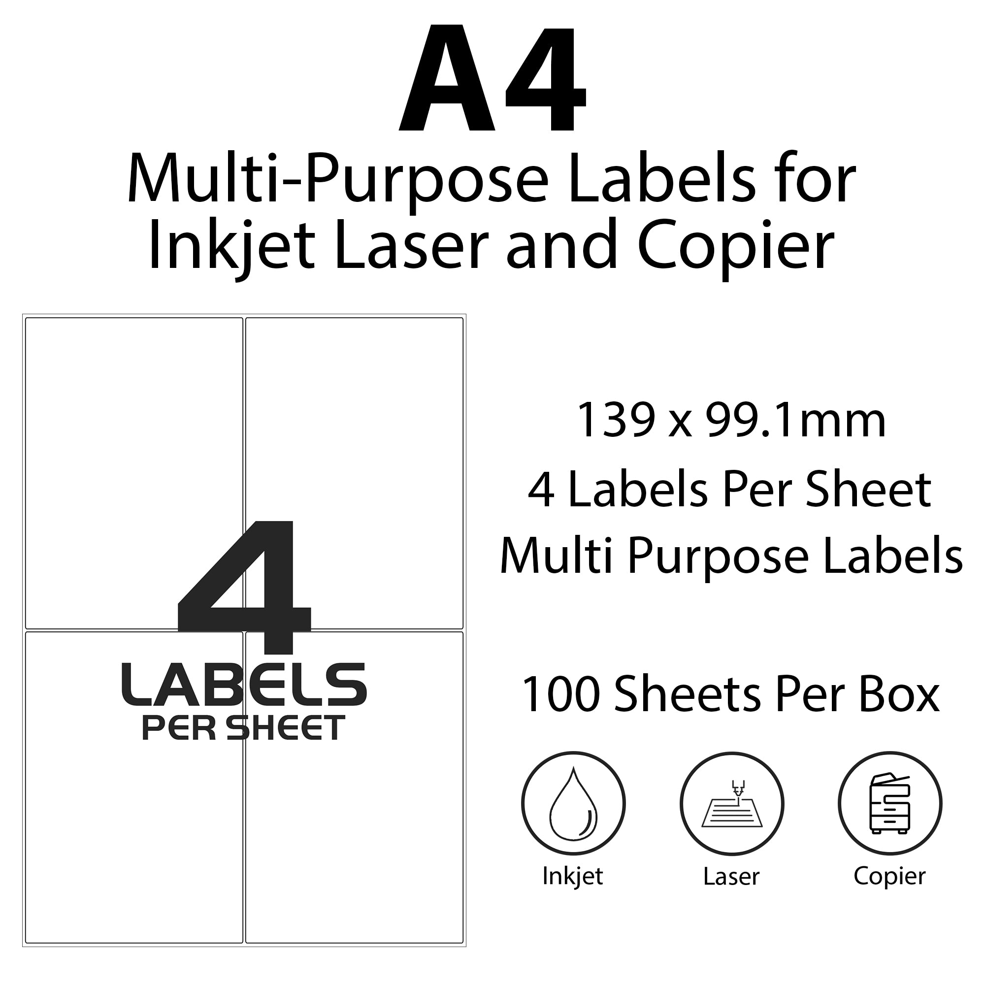 Address Labels Stickers White A4 Sheets Self Adhesive Inkjet Paper Las ...