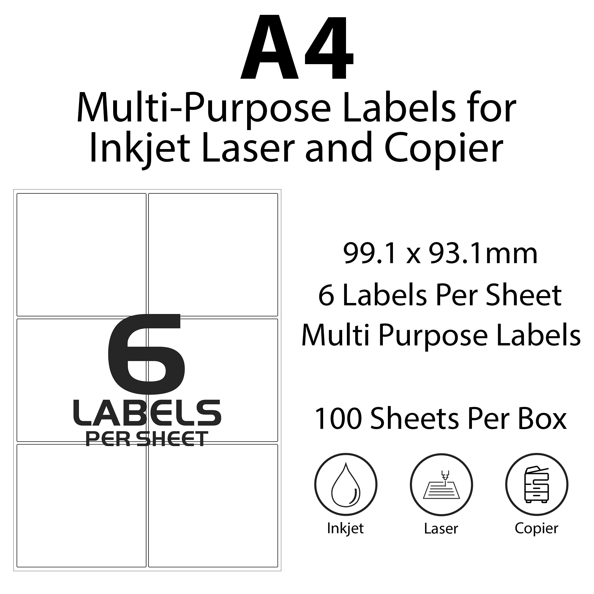 Address Labels Stickers White A4 Sheets Self Adhesive Inkjet Paper Las ...