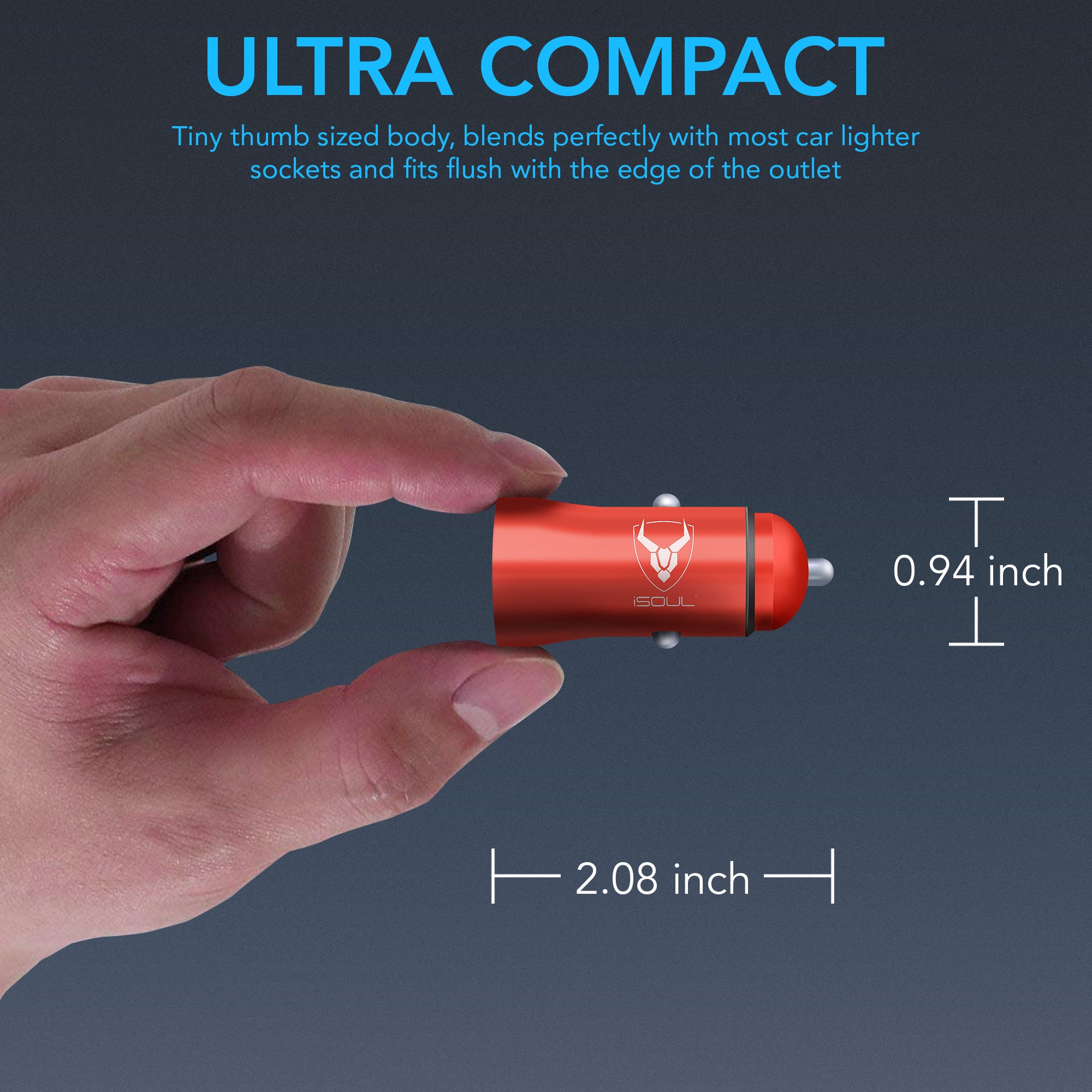 Red Car Charger, Fast Charging Dual USB 3.1A Car Phone Charger – iSOUL