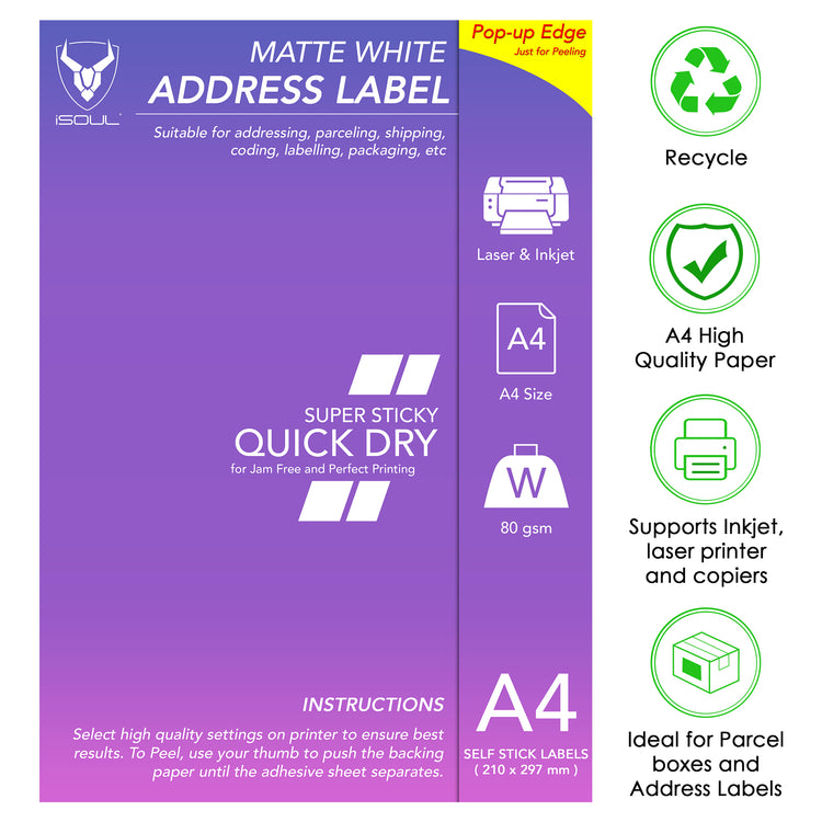 Self Adhesive Address Label for Mailings Shipping Return Labels – iSOUL