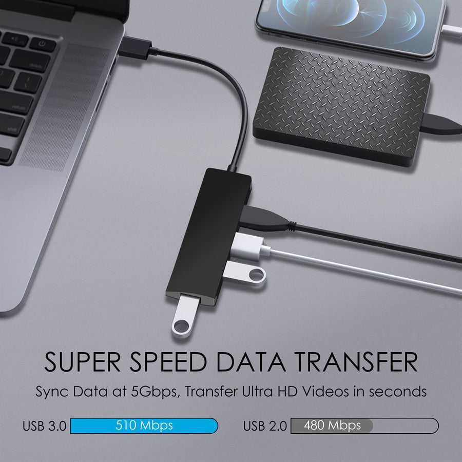 4-Port USB 3.0 Ultra Slim Data Hub for Macbook, Mac Pro/mini, iMac, Su ...