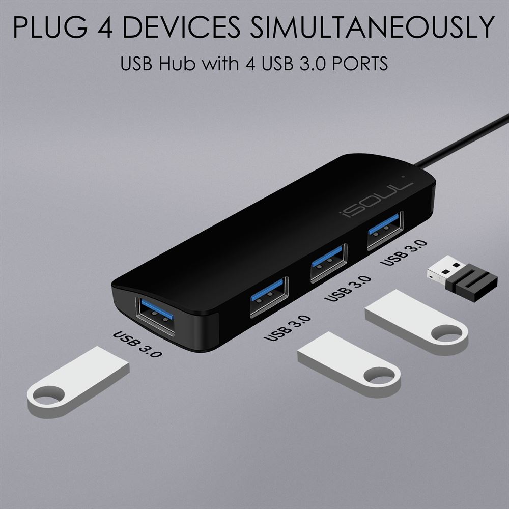 4-Port USB 3.0 Ultra Slim Data Hub for Macbook, Mac Pro/mini, iMac, Su ...