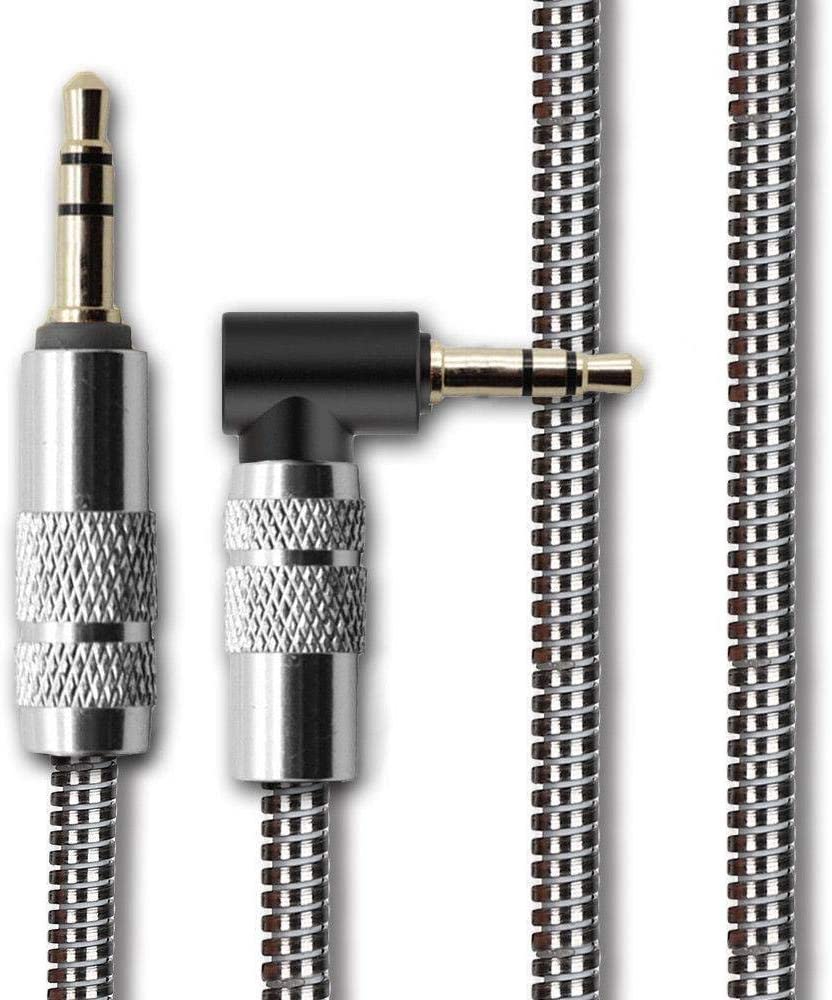 1m 3.5mm Jack Plug Aux Metal Cable Audio Lead Silver For Headphone MP3 ...