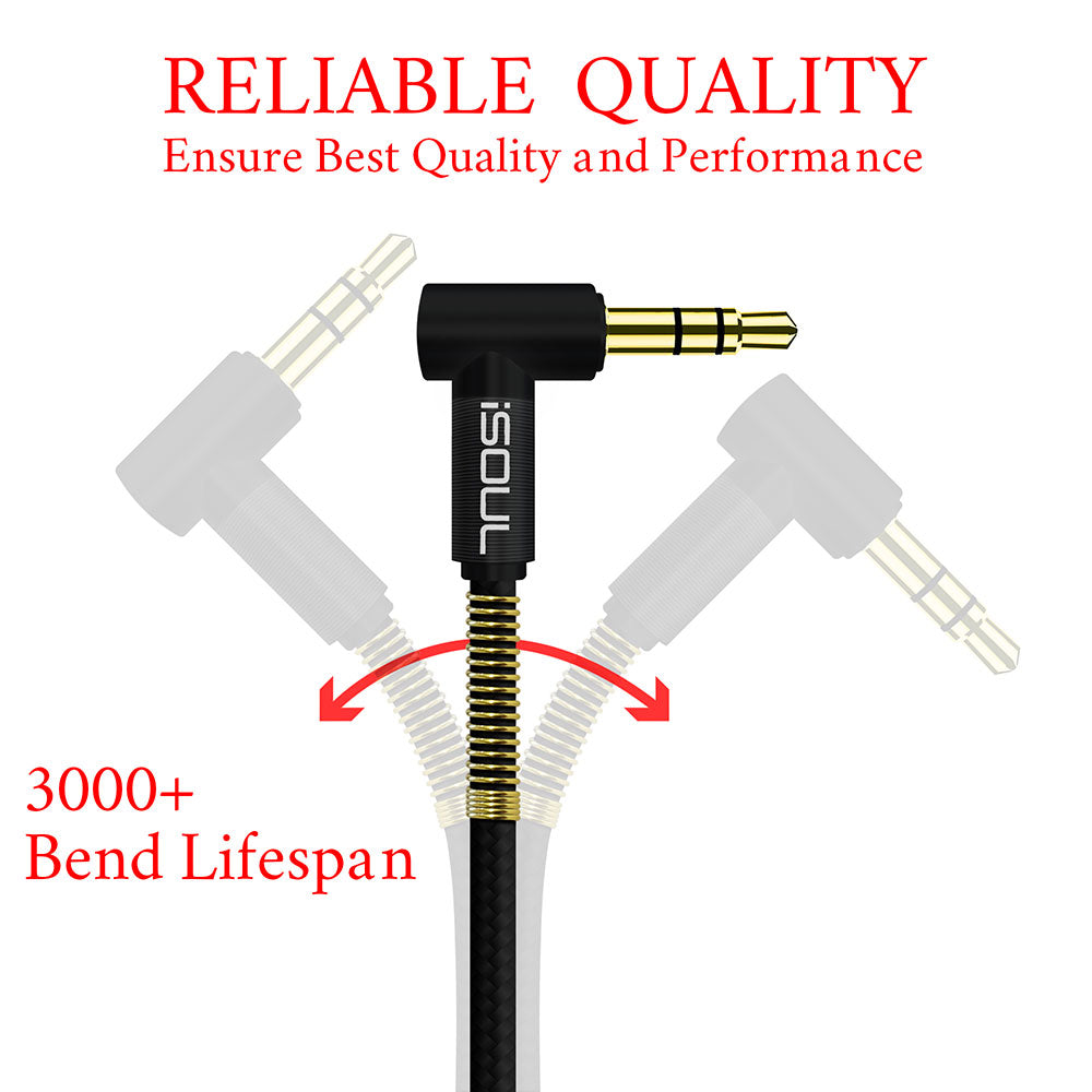 iSOUL L-Shape Dual 3.5 mm Jack Audio Splitter Cable Nylon Braided