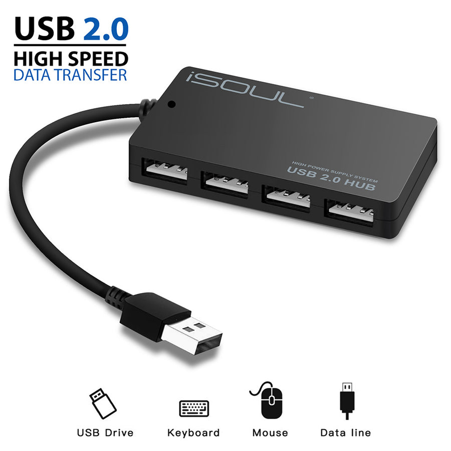 Ultra Slim 4-Port Multi USB 2.0 Hub – iSOUL