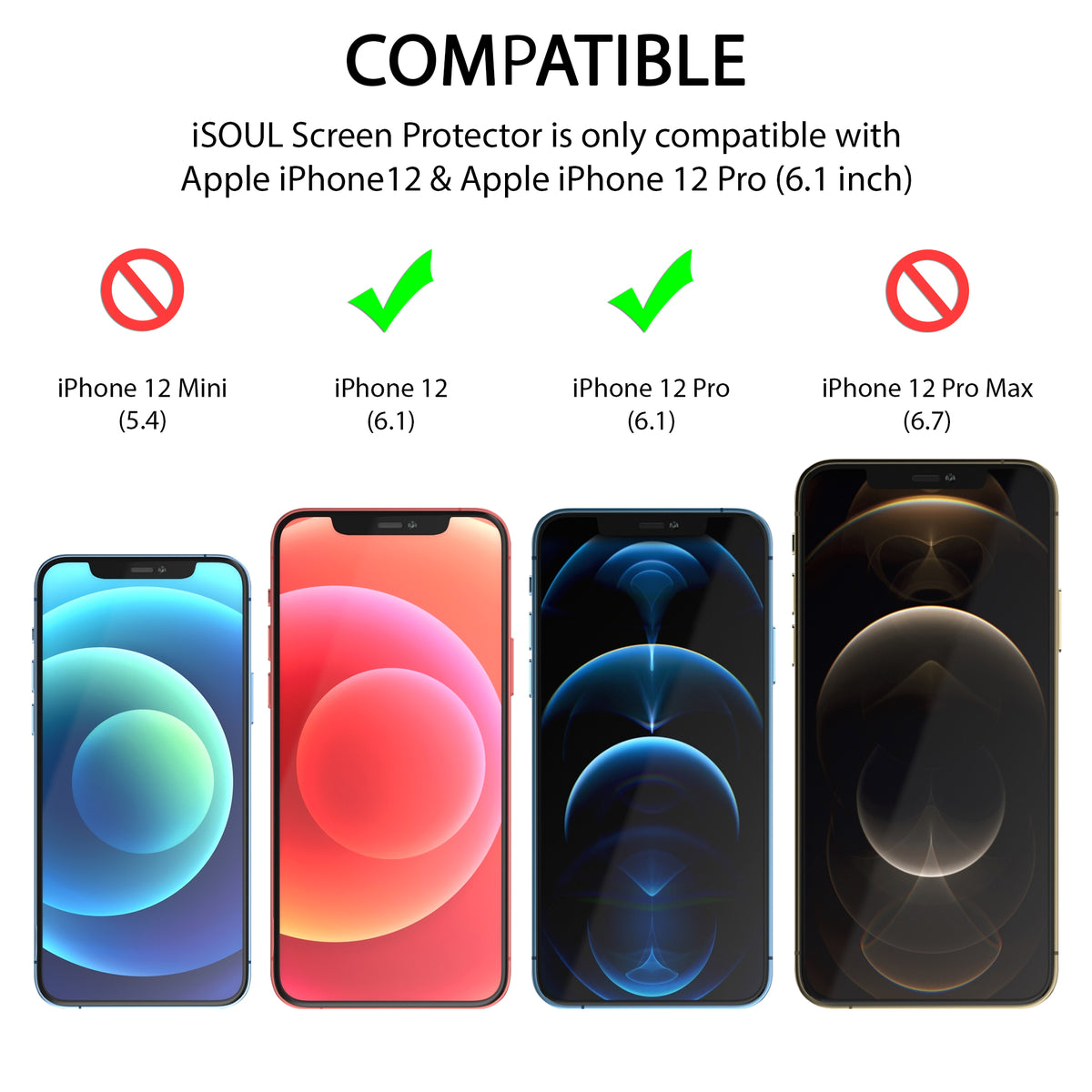 iPhone 12/12 Pro Screen Protector Tempered Glass HD Film Full- 2 Pack ...