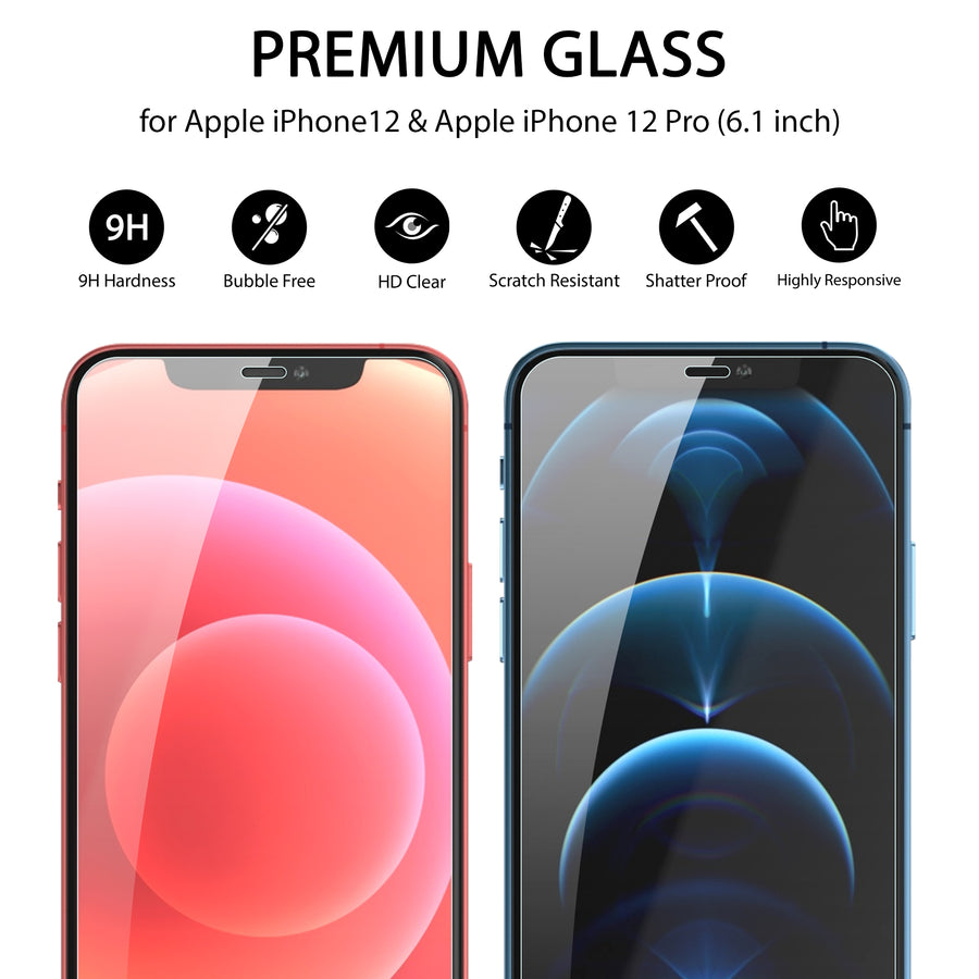 iPhone 12/12 Pro Screen Protector Tempered Glass HD Film Full - 4 Pack ...