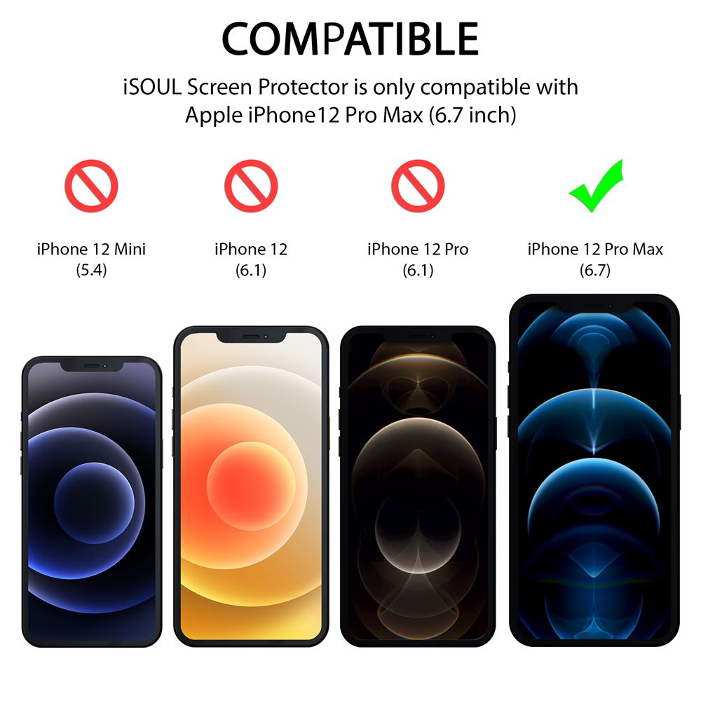 2 Pack Best iPhone 12 Pro Max Screen Protector Tempered Glass – iSOUL