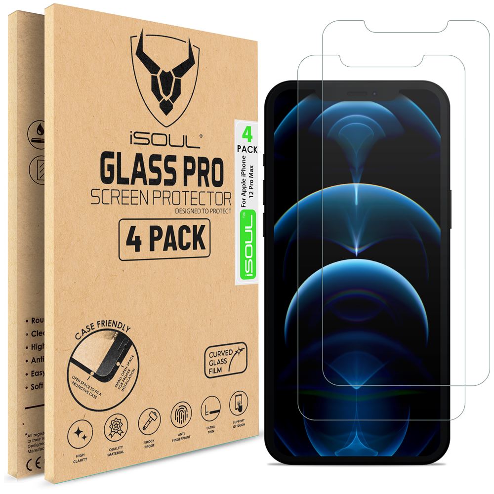 Best iPhone 12 Pro Max Screen Protector | 4 Pack Tempered Glass – iSOUL