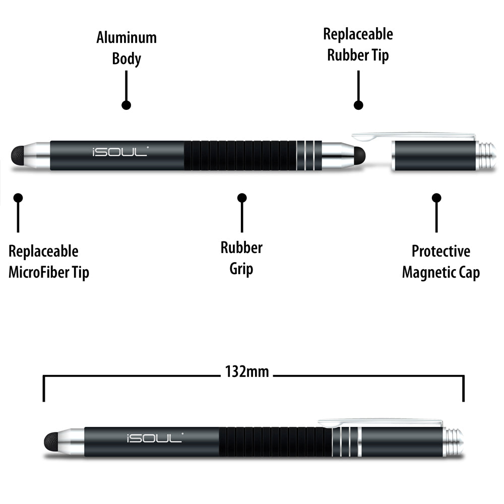iSOUL Stylus Pen for iPad Tablet iPhone with Microfiber Tips