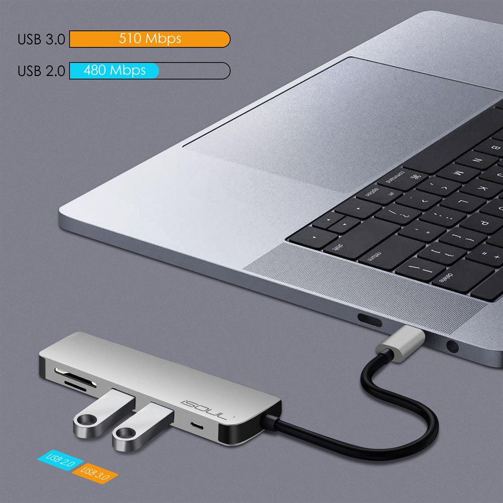 6-in-1 USB C Hub, HDMI / USB 2.0 / USB 3.0 / PD Power Delivery / Micro ...